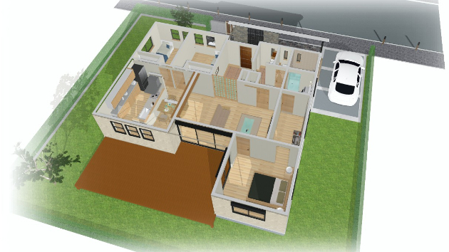 回遊動線と明るい玄関が魅力。暮らしやすさを追求した平屋プラン｜まどりちゃんの「VR」間取り作成サービス｜coconalaブログ